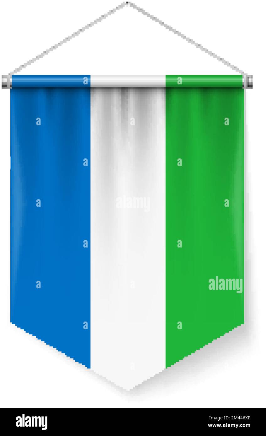 Vertical Pennant Flag of Sierra Leone as Icon on White with Shadow ...