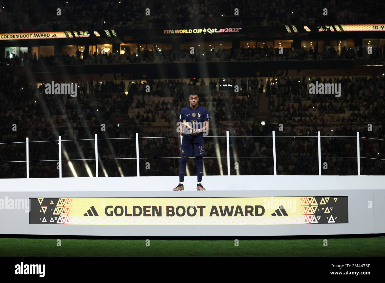Lusaier, Qatar. 18th Dec, 2022. Kylian Mbappe of France poses with his ...
