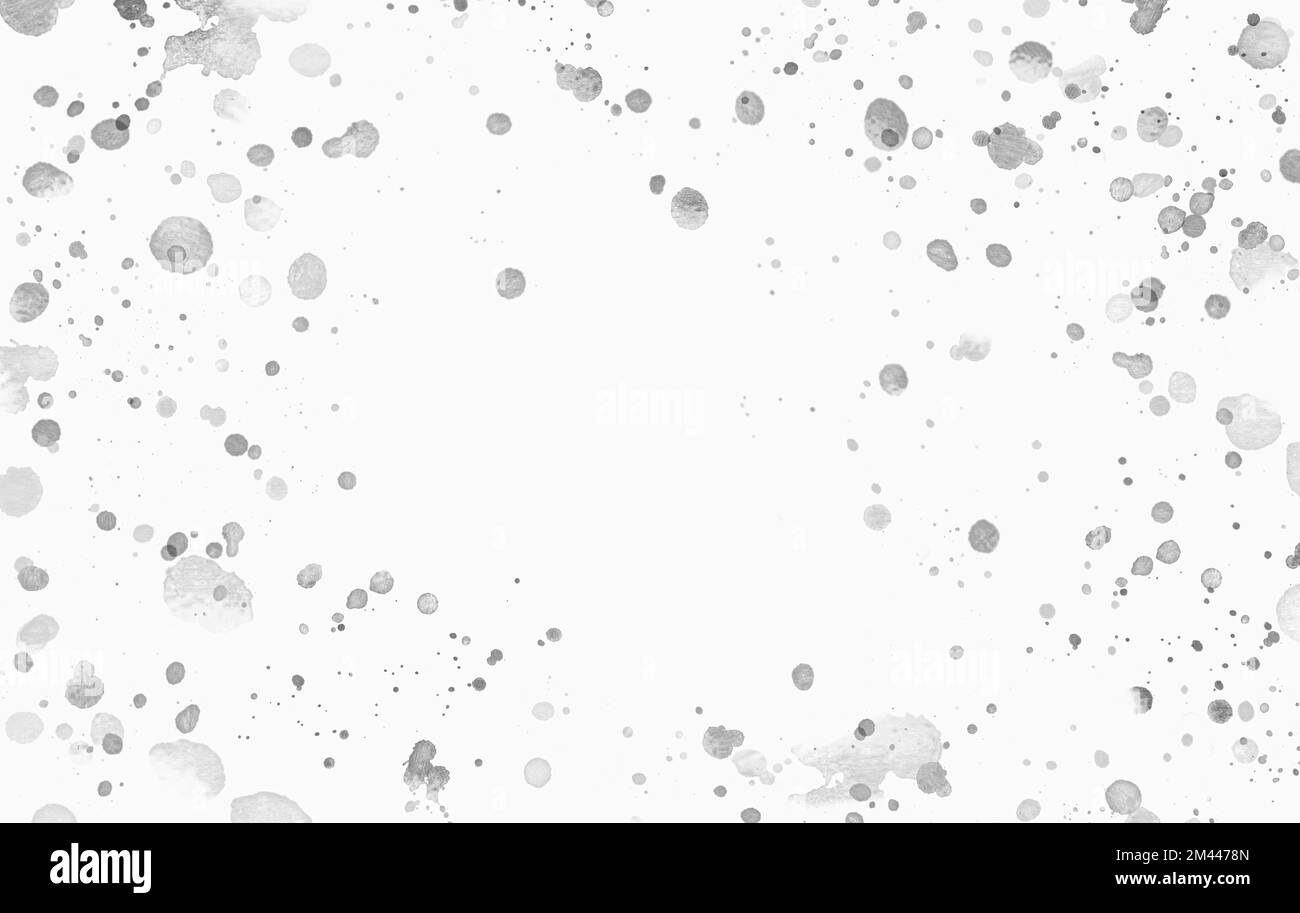 Black ink stains and blots, paint splatter texture on white background ...