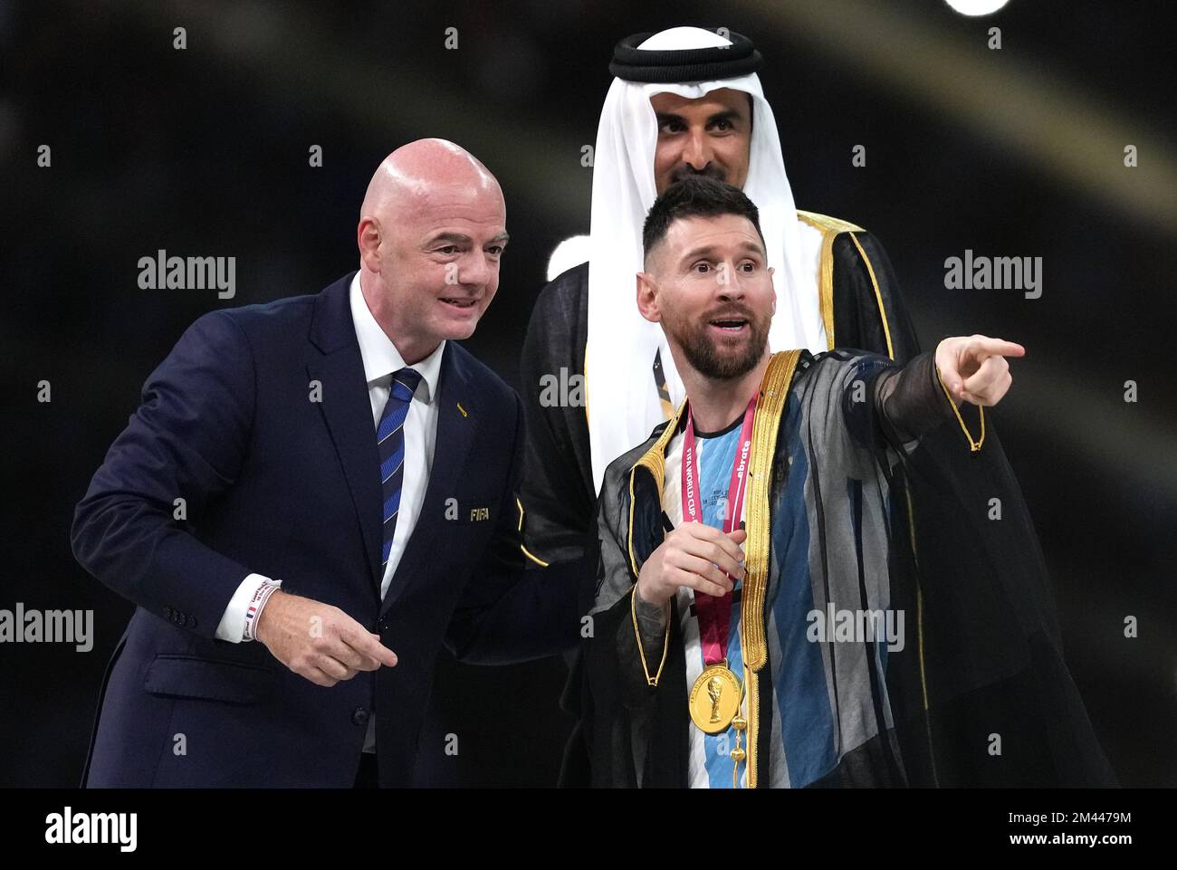 Emir of Qatar, Sheikh Tamim bin Hamad Al Thani looks on as FIFA ...