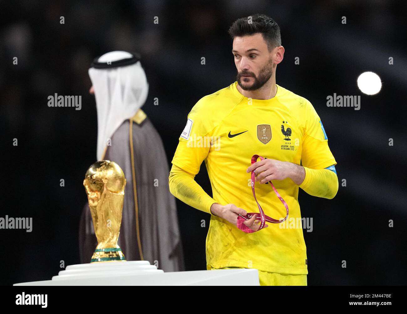 France goalkeeper Hugo Lloris with this runners up medal following ...