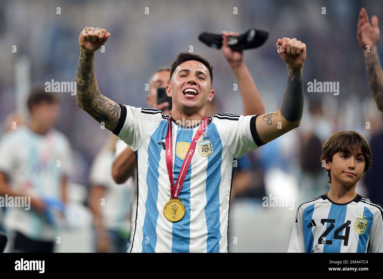 Argentina's Enzo Fernandez following victory in the FIFA World Cup ...