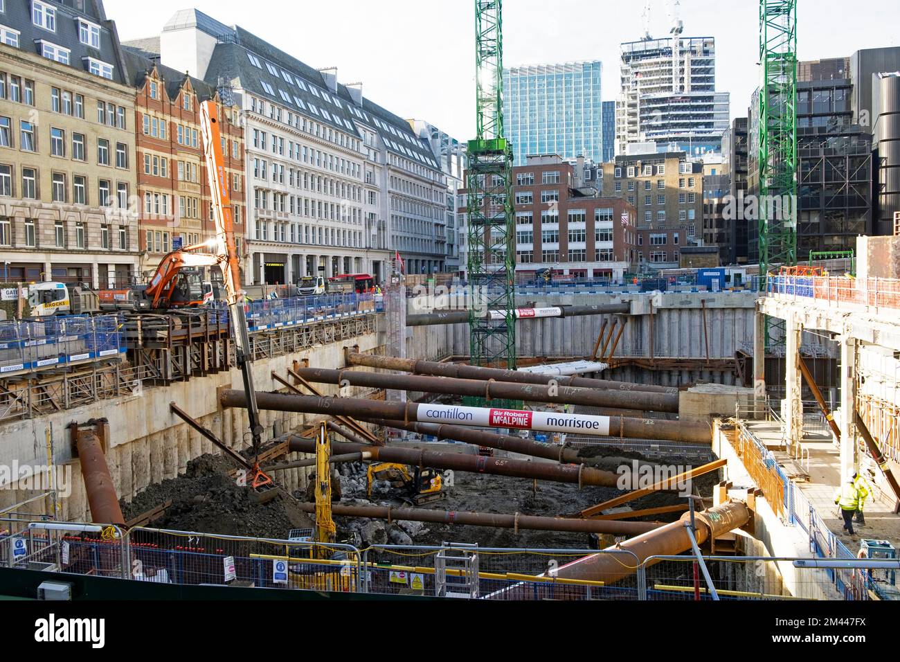 1 Broadgate development under construction at site excavation building near Broadgate Circle ...