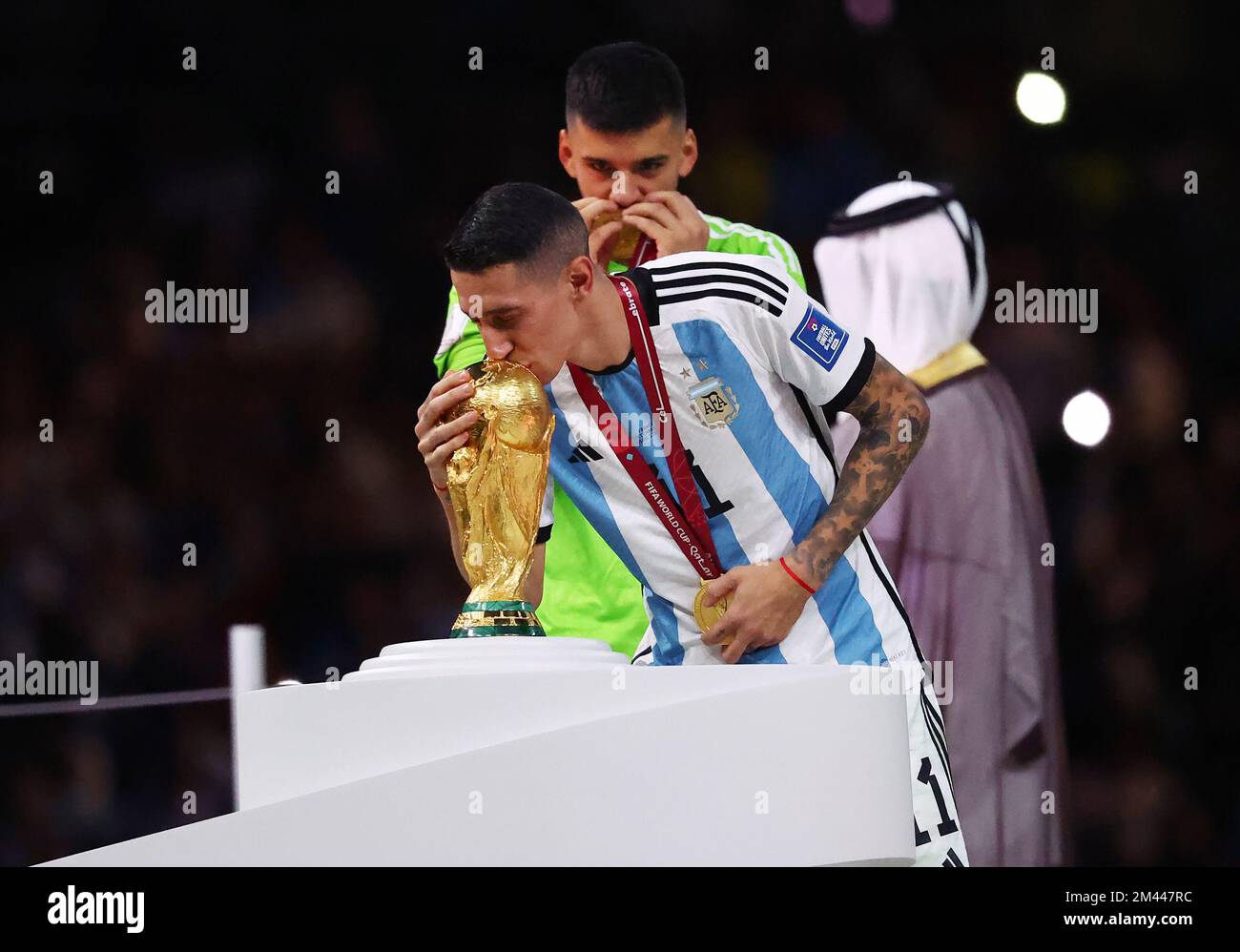 Doha, Qatar, 18th December 2022. Angel Di Maria of Argentina kisses the ...
