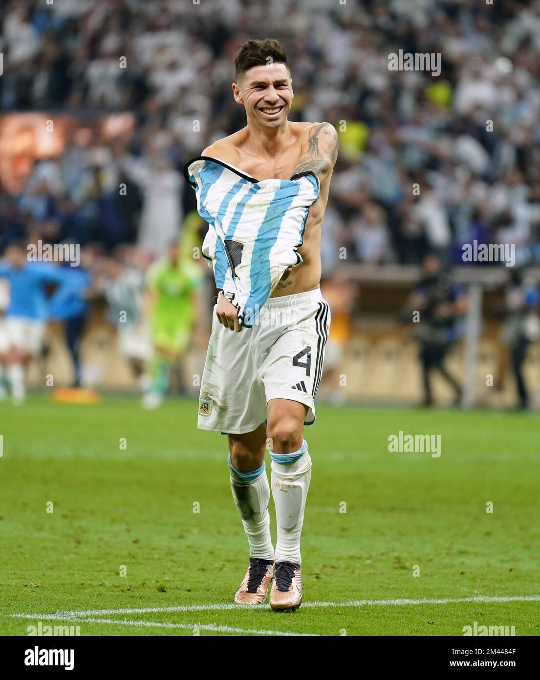 Argentina's Gonzalo Montiel celebrates scoring the winning goal during ...