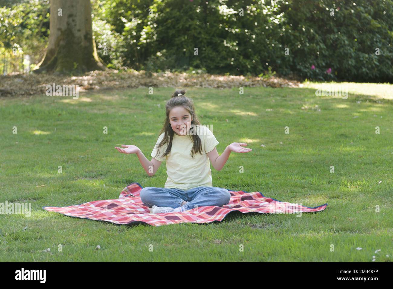 Forget the picnic basket. Teenage girl on the lawn forgot things at ...