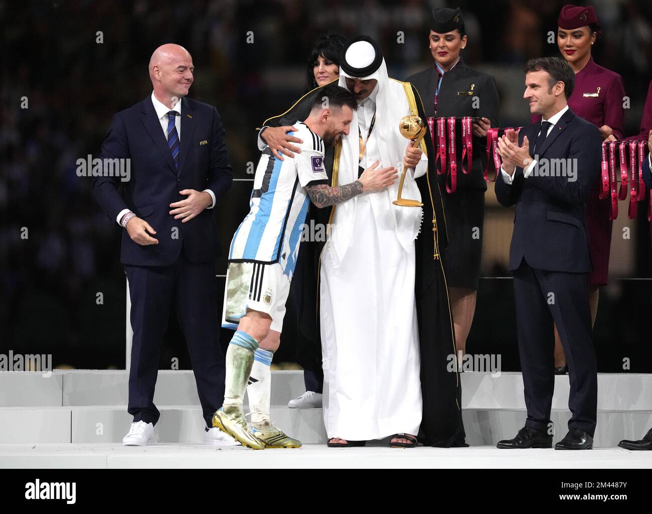 Argentina's Lionel Messi hugs Emir of Qatar, Sheikh Tamim bin Hamad Al ...