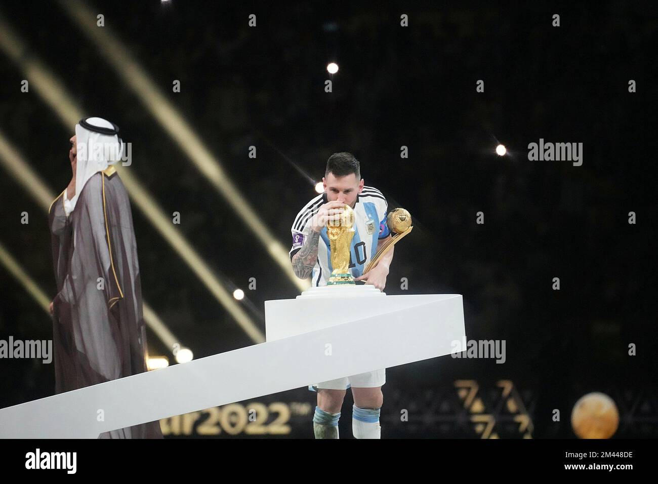 Messi kisses fifa world cup trophy hi-res stock photography and images ...