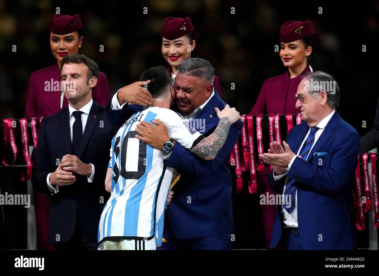 Argentina's Lionel Messi hugs President of the Argentine Football ...