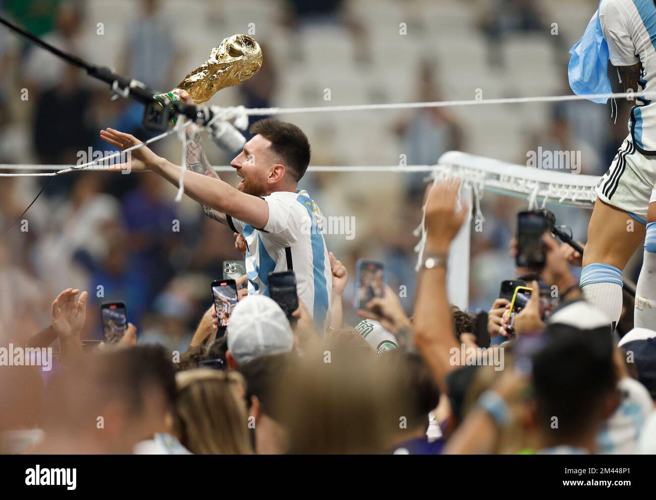 Lusail, Qatar. 18th Dec, 2022. Lionel Messi of Argentina celebrates ...