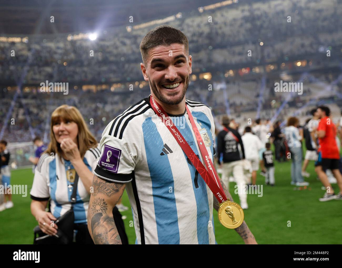 Lusail, Qatar. 18th Dec, 2022. Rodrigo de Paul of Argentina smiles ...