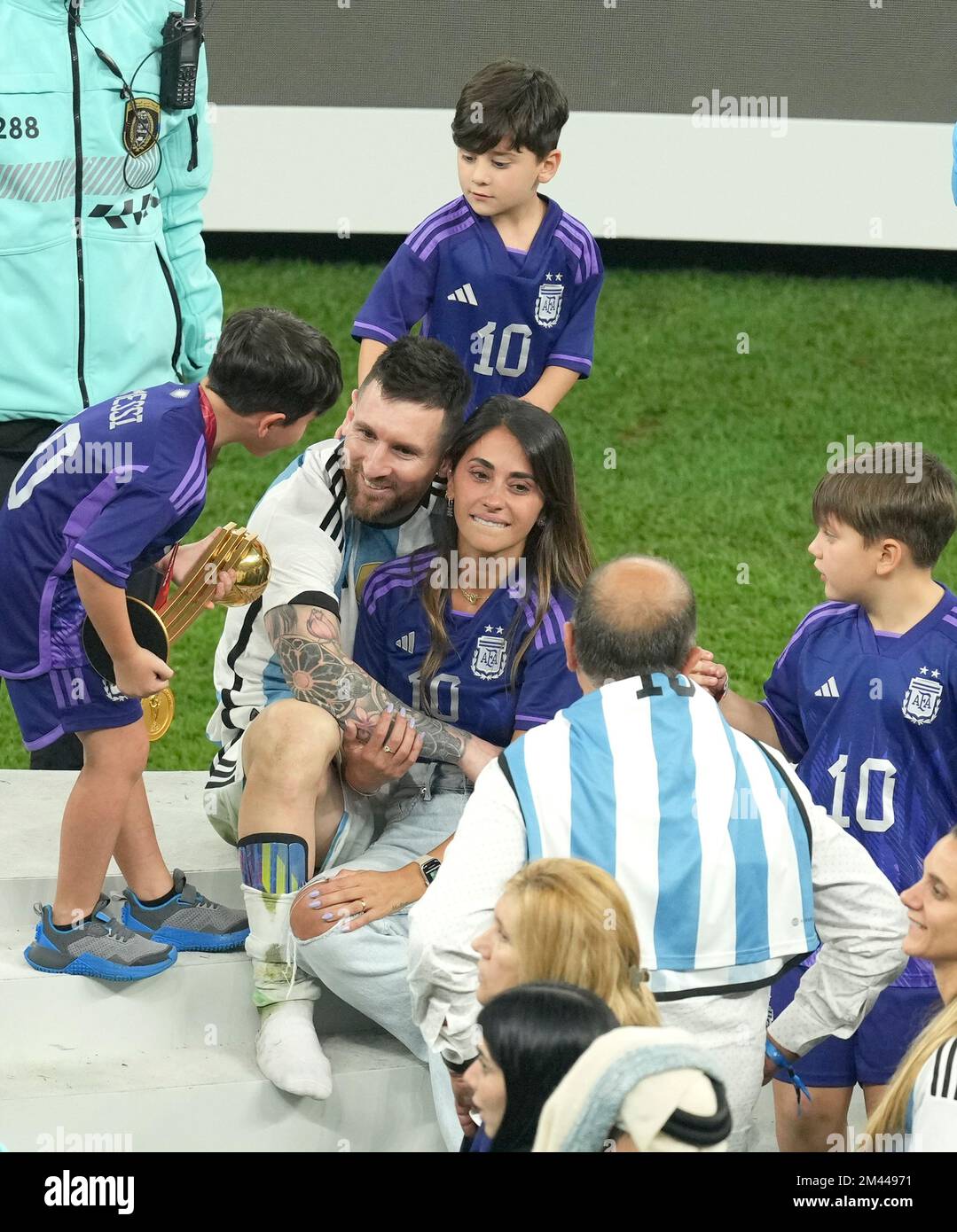 Lusail, Qatar. 18th Dec, 2022. Lionel Messi of Argentina celebrates ...