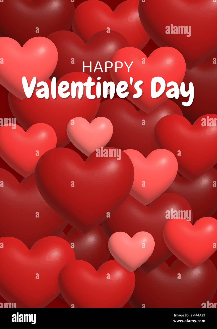 Colorful Cute Card with red Hearts. Valentine's Day Stock Vector Image ...