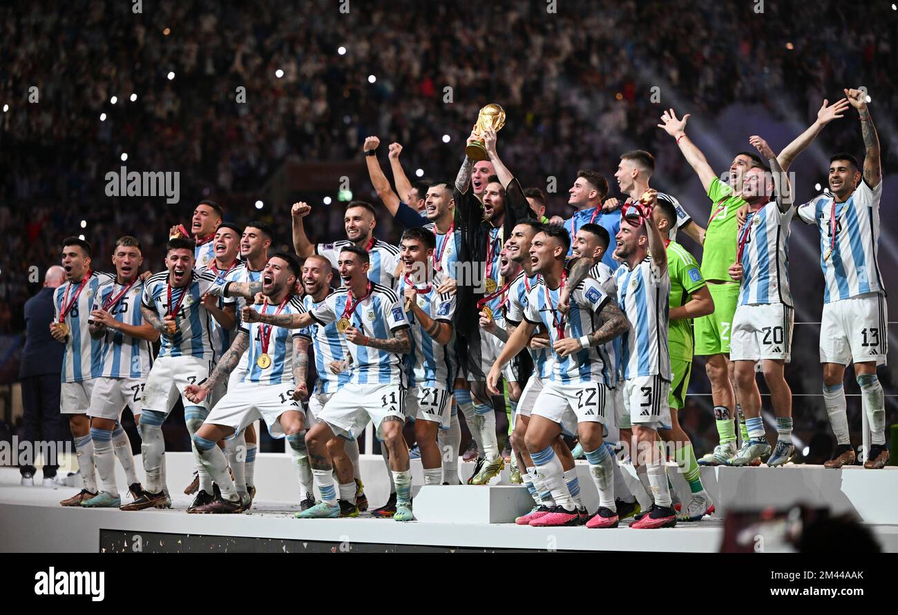 Lusaier, Qatar. 18th Dec, 2022. Winner Team Argentina celebrate during ...