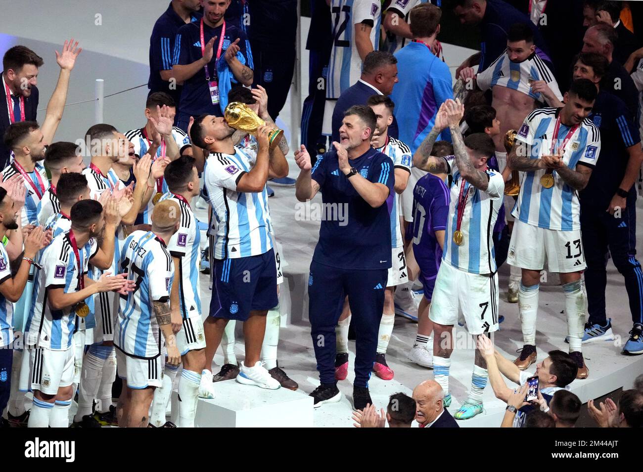 Lusail, Qatar. 18th Dec, 2022. Team Argentina celebrate during the ...