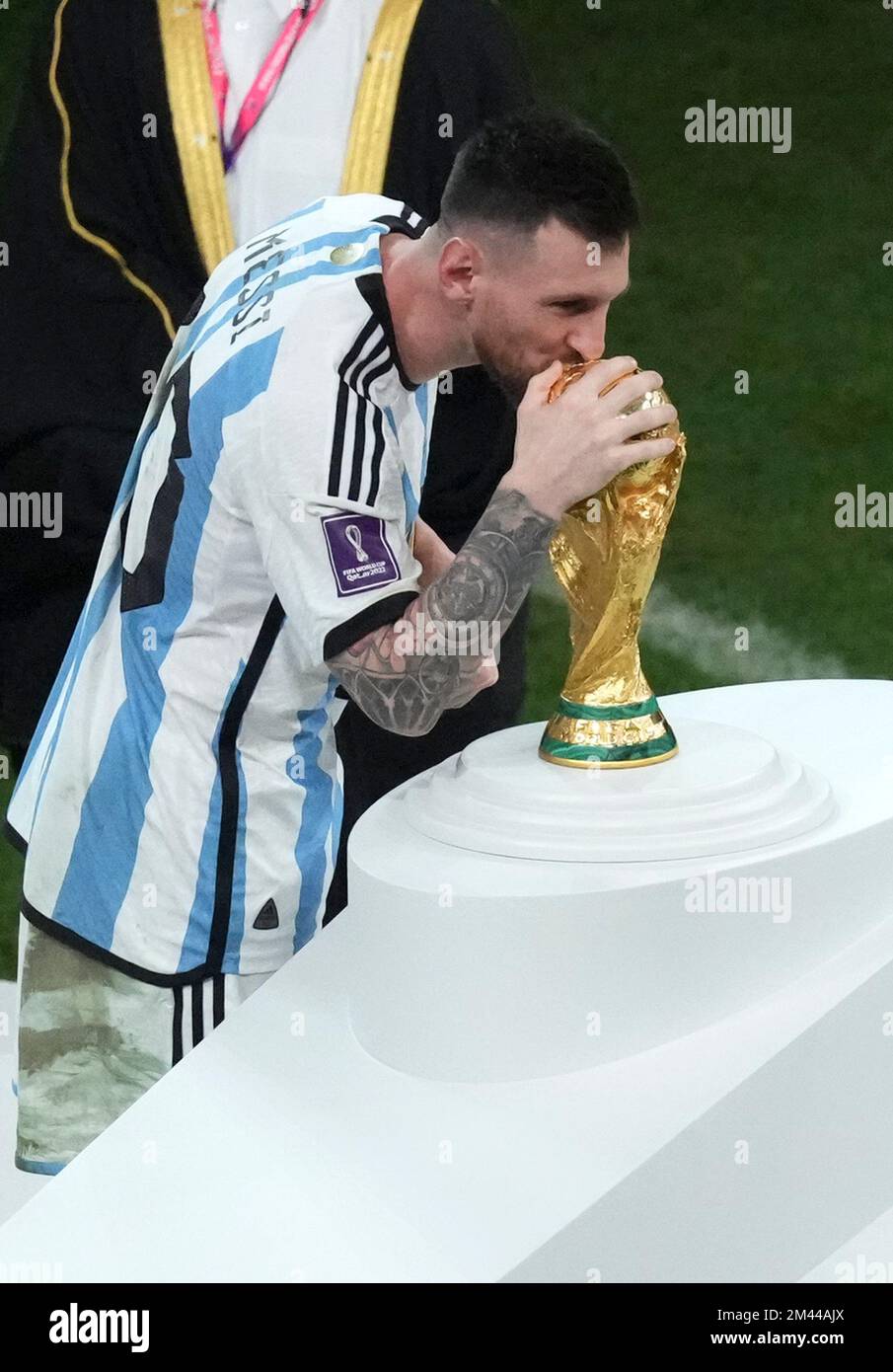 Lusail Qatar 18th Dec 2022 Lionel Messi Of Argentina Kisses The