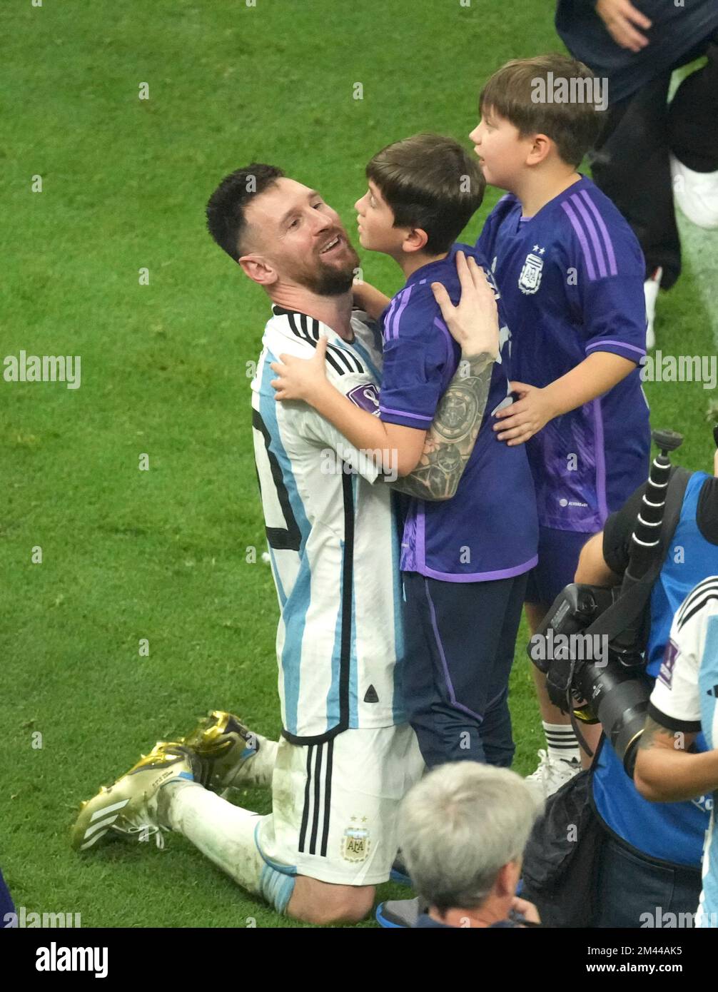 Lusail, Qatar. 18th Dec, 2022. Lionel Messi of Argentina celebrates ...