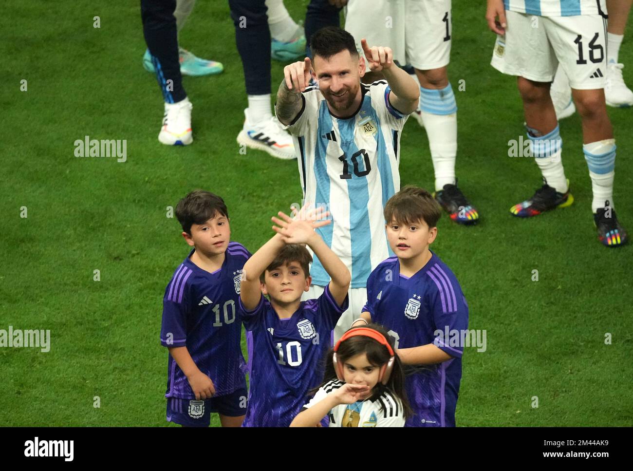 Lusail, Qatar. 18th Dec, 2022. Lionel Messi of Argentina celebrates ...
