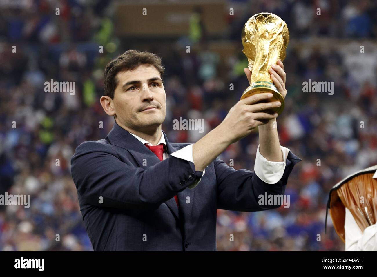 AL DAAYEN - Iker Casillas presents the FIFA World Cup Trophy during the ...