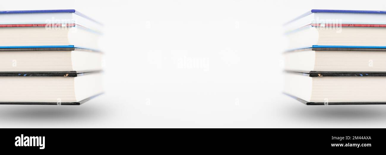 stack of books, isolate on white background. A stack of books of ...