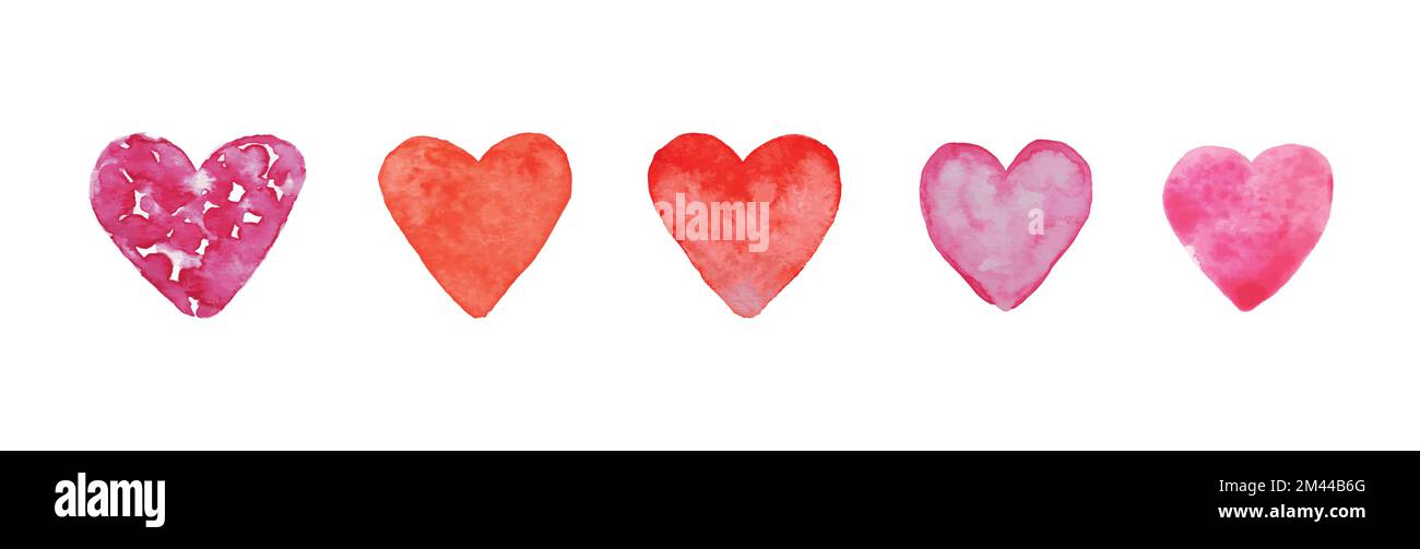 Set watercolor hearts love Stock Vector Images - Alamy
