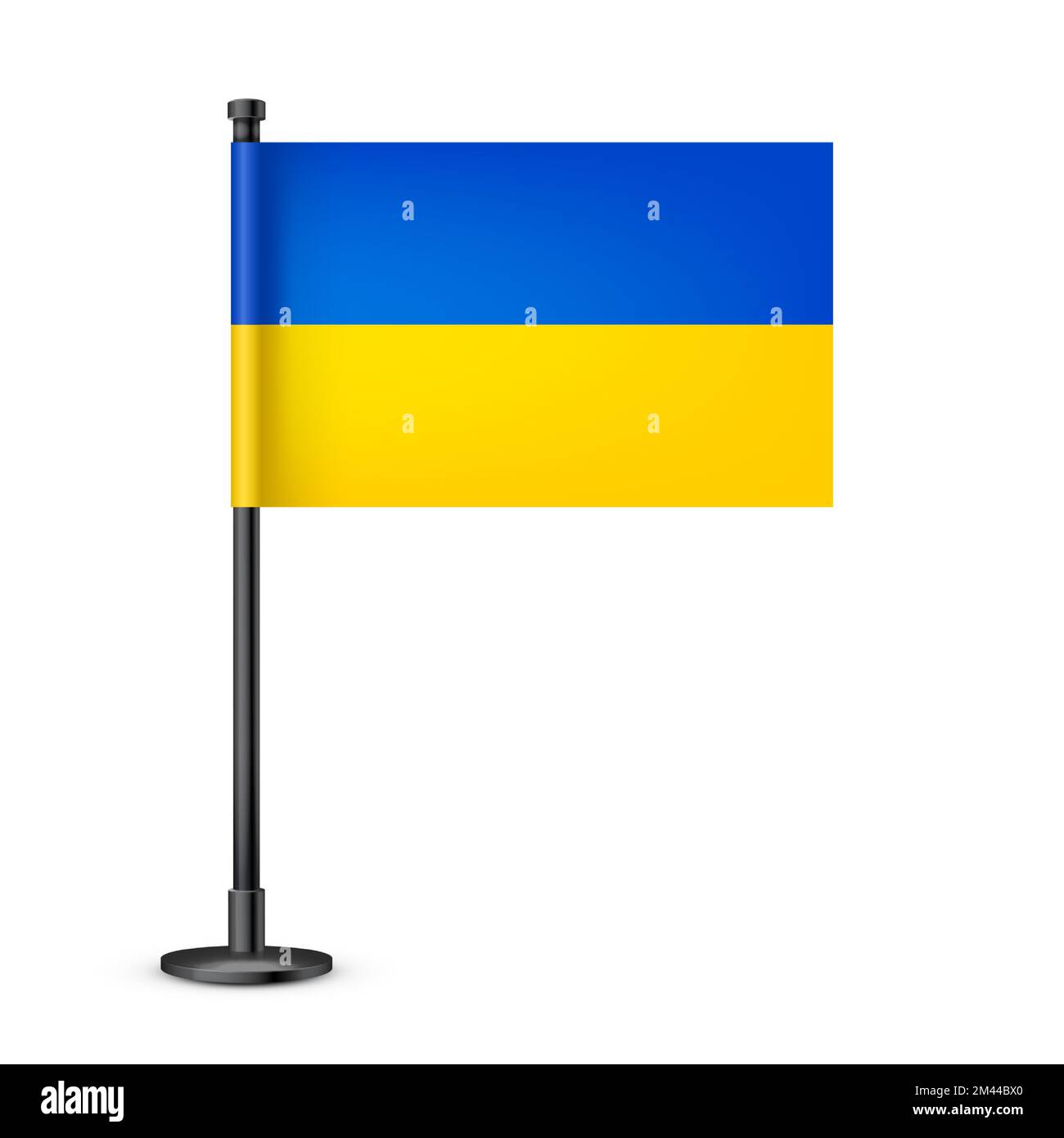 Realistic Ukrainian table flag on a black steel pole. Souvenir from ...