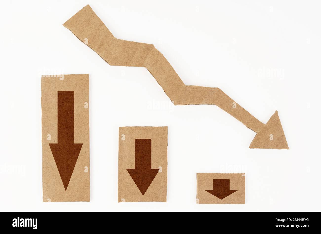 Decrease statistics concept. On a white surface is a graph and a ...