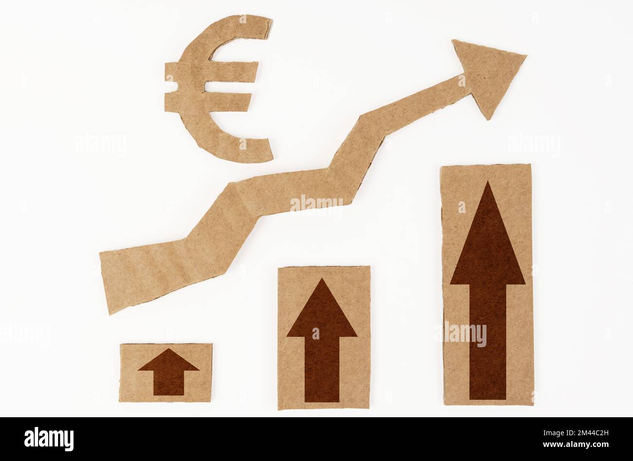 The concept of economic growth. On a white surface, a graph with up ...