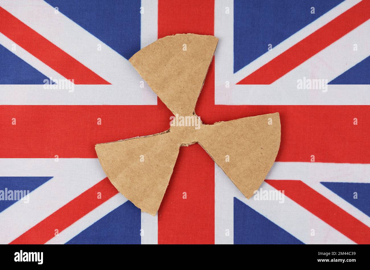 The concept of radioactivity and atomic energy. The flag of Great ...