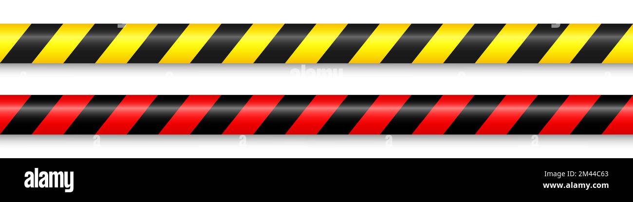 Realistic barricade construction tape. Yellow and red police warning ...