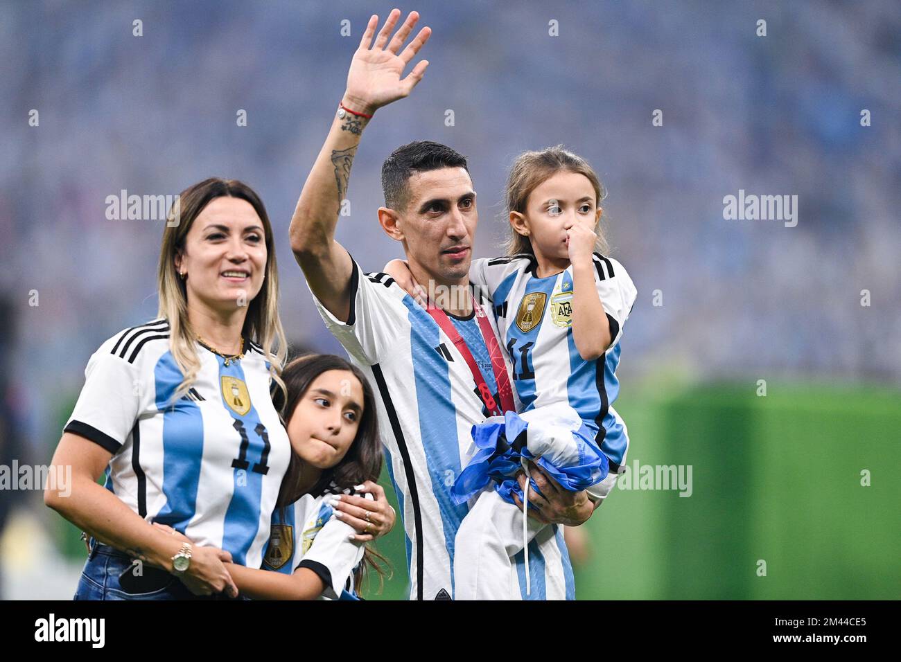 LUSAIL CITY, QATAR - DECEMBER 18: Angel Di Maria of Argentina with his ...