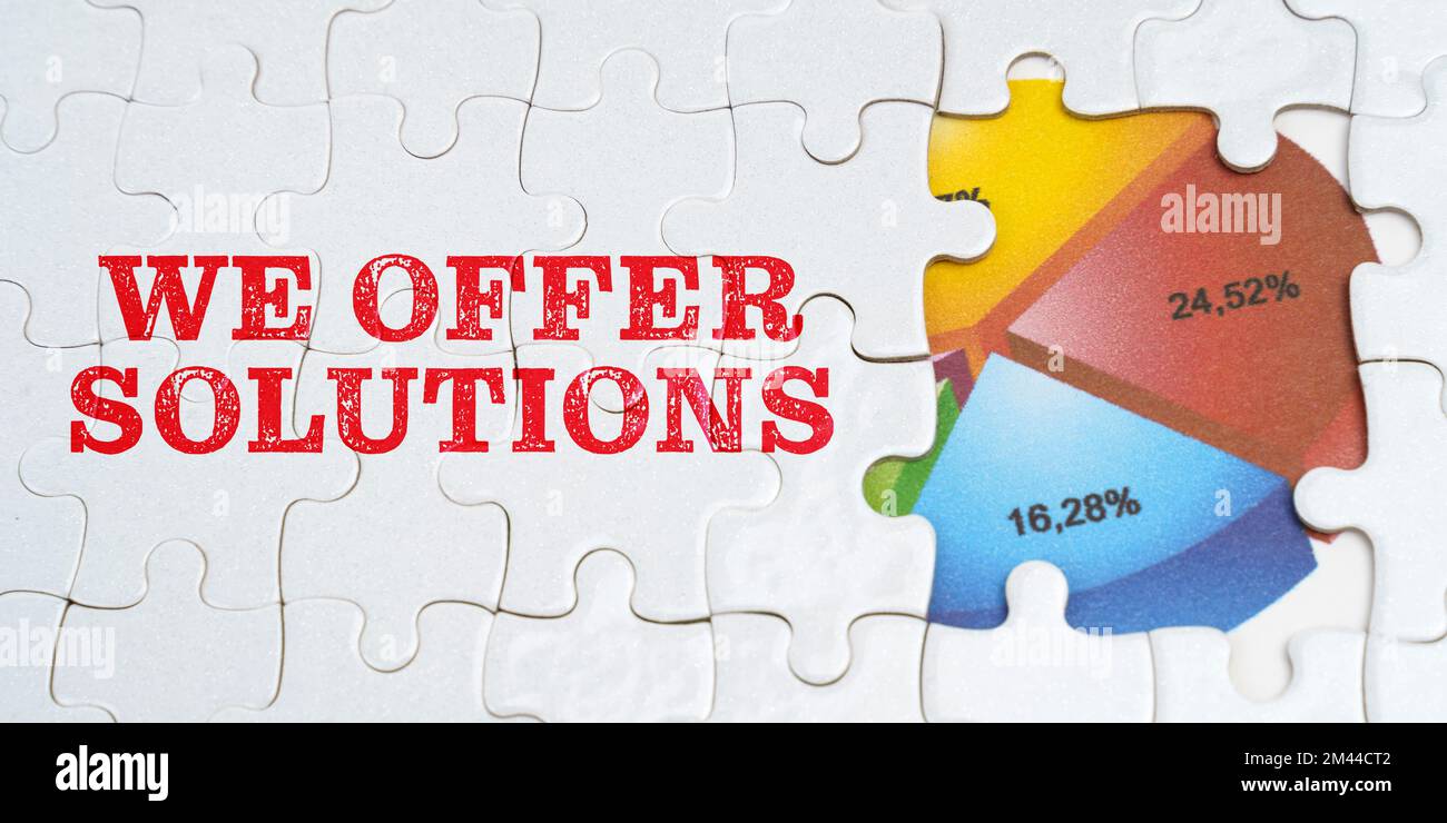We offer solution text Stock Photo - Alamy