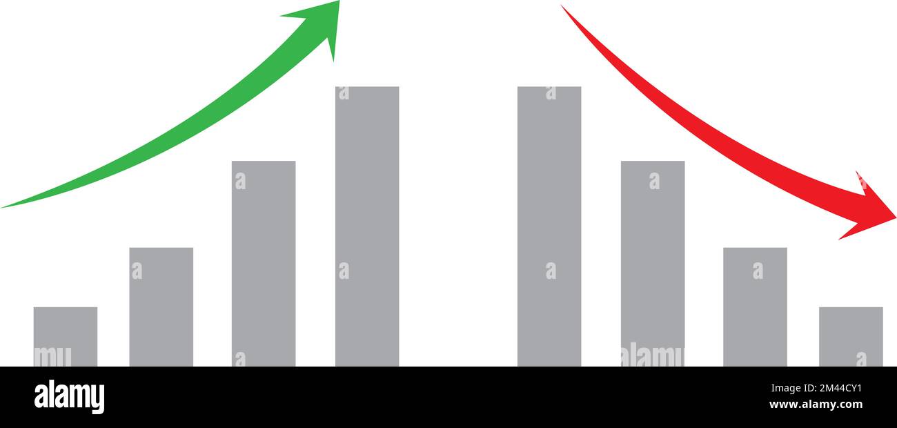 A view of a diagram with arrows going up and down isolated on white ...