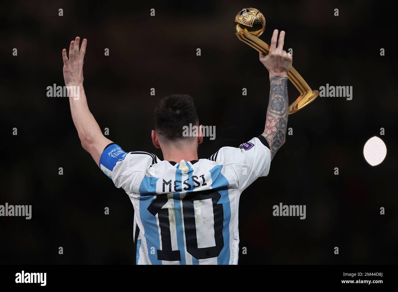 Lusail, Qatar. 18th Dec, 2022. Lionel Messi of Argentina celebrates ...