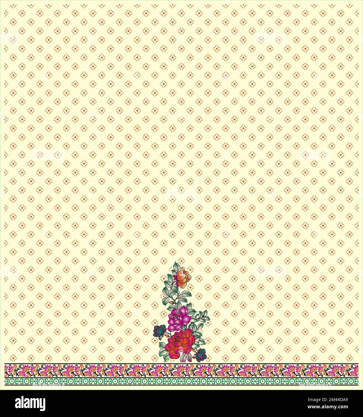 A mild digital wallpaper design with flowers and small details on it ...