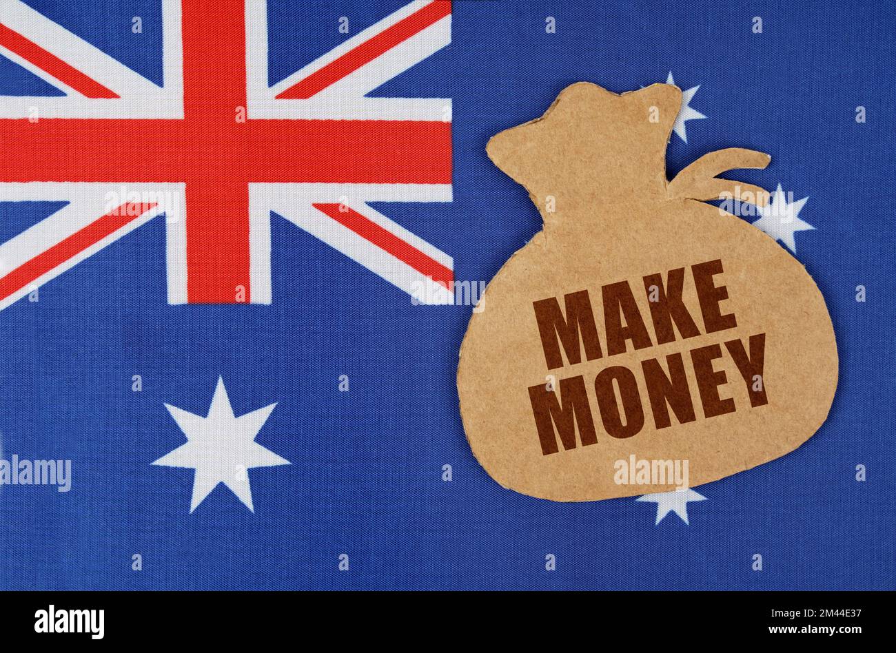 The concept of national economy and business. On the flag of Australia ...