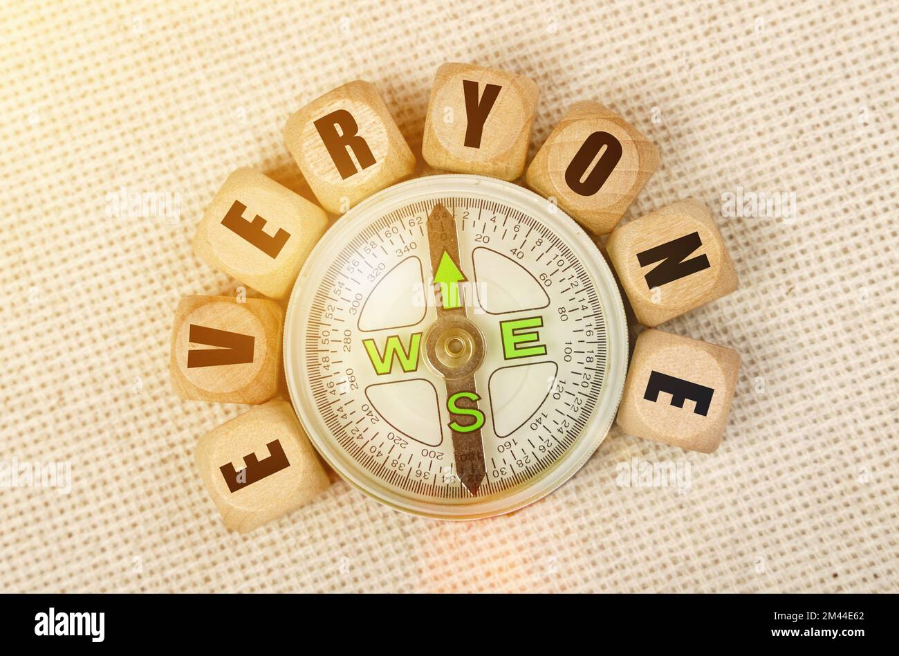 Business concept. On the table is a compass and cubes with the ...