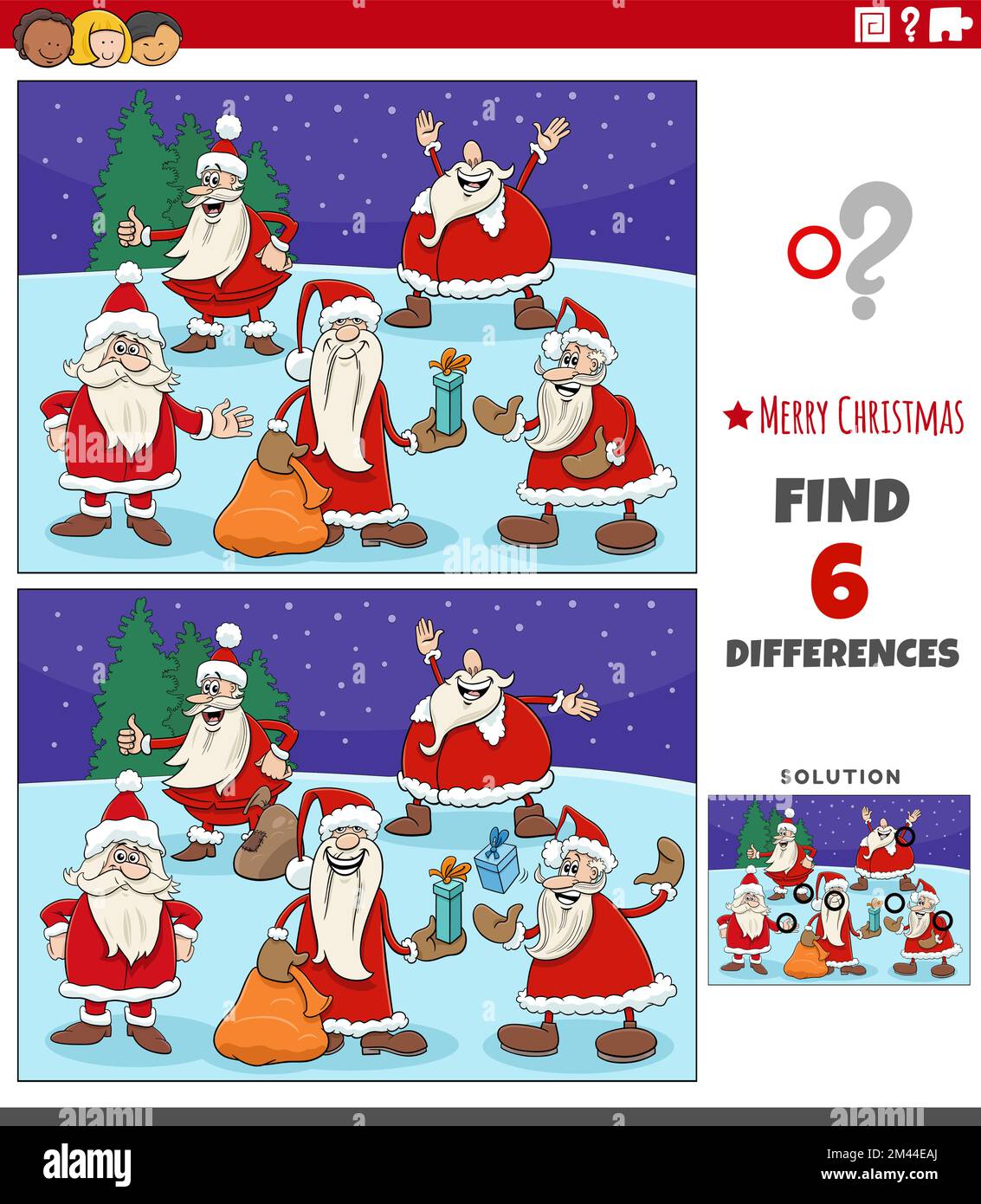 Cartoon illustration of finding differences between pictures ...