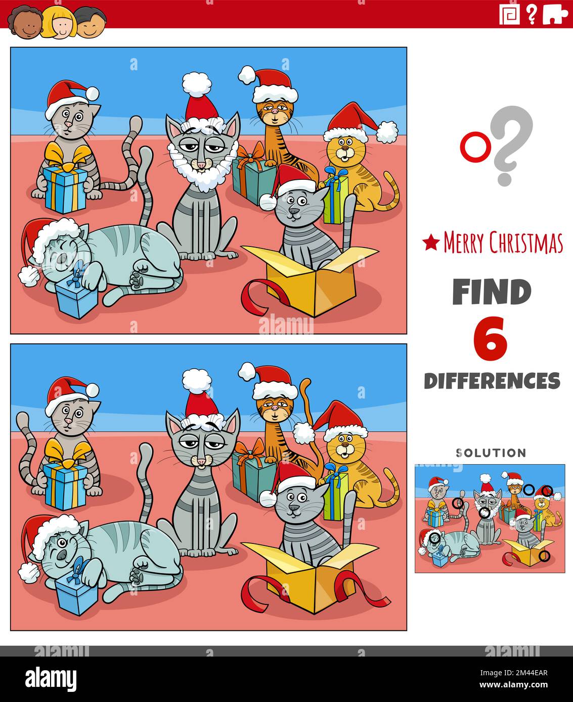 Cartoon illustration of finding differences between pictures ...