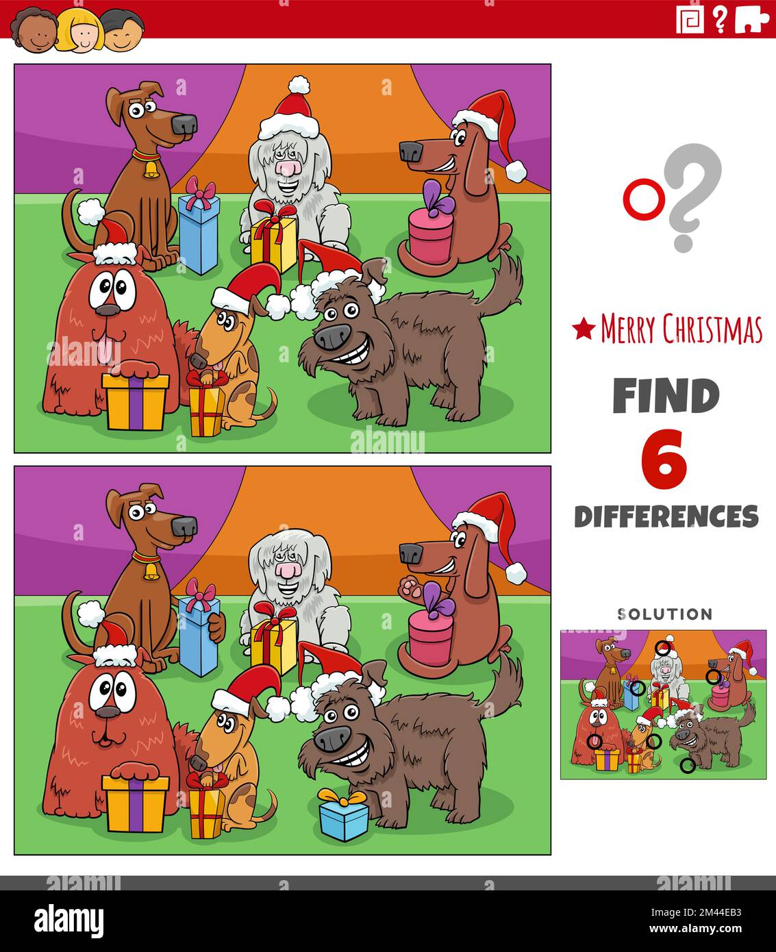Cartoon illustration of finding differences between pictures ...