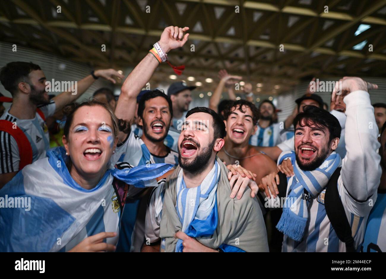 Lusail, Qatar. 18th Dec, 2022. Fans of Argentina celebrate after the ...