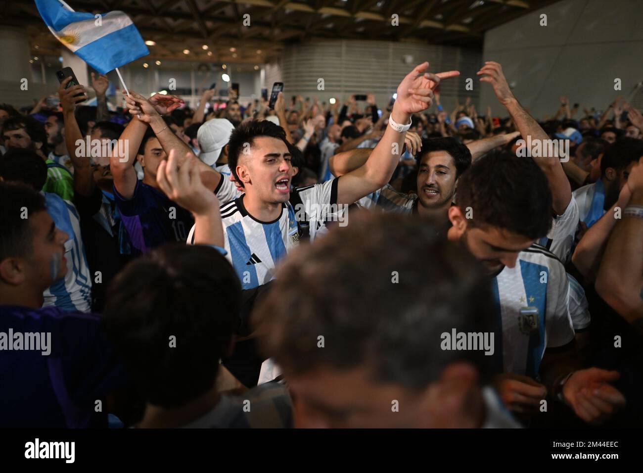Lusail, Qatar. 18th Dec, 2022. Fans of Argentina celebrate after the ...