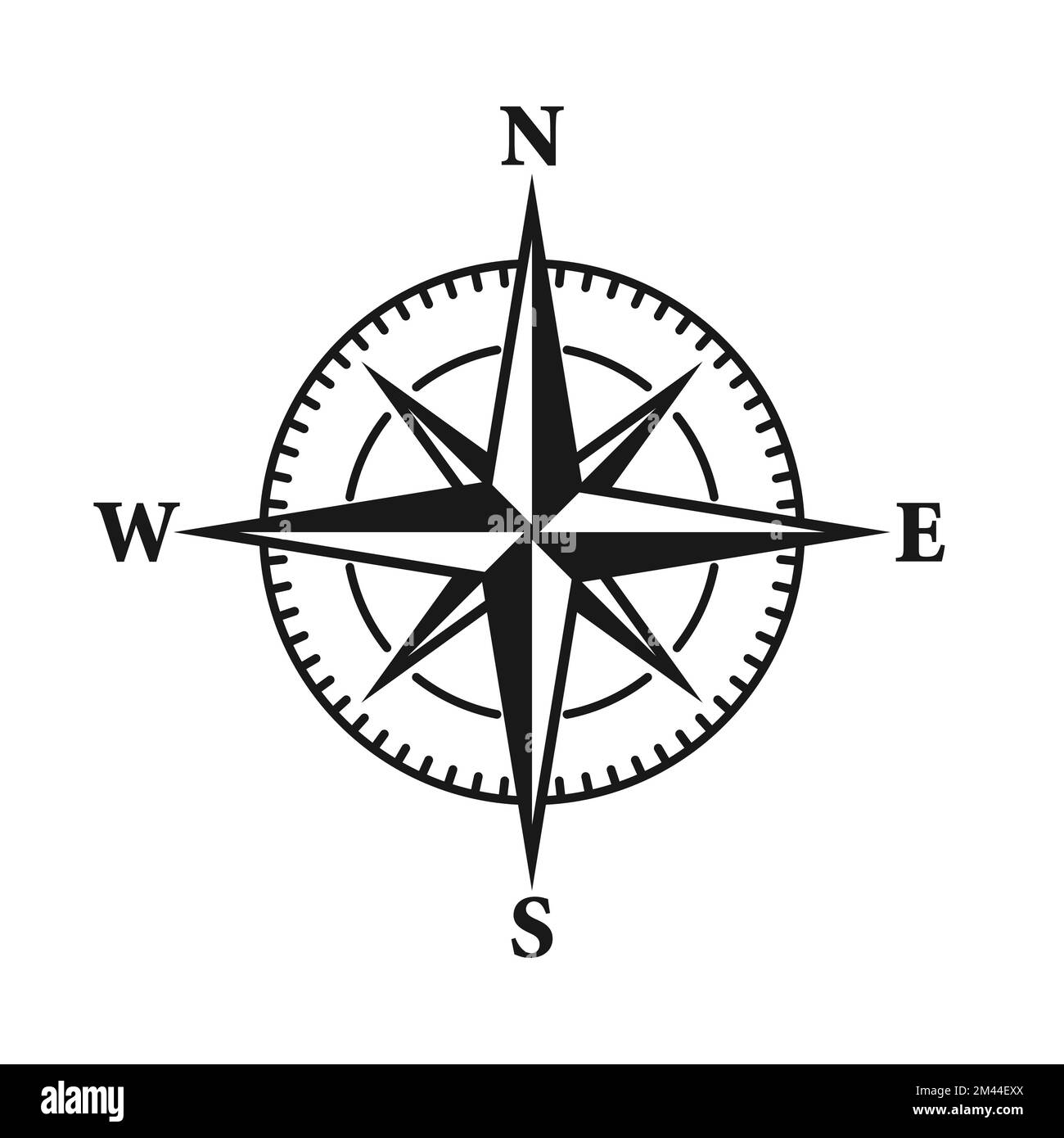 Vintage marine wind rose, nautical chart. Monochrome navigational ...