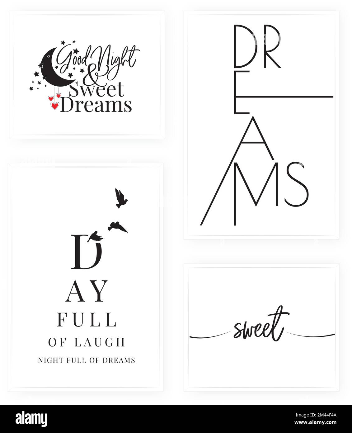Good night and sweet dreams, vector. Minimalist poster design set in ...