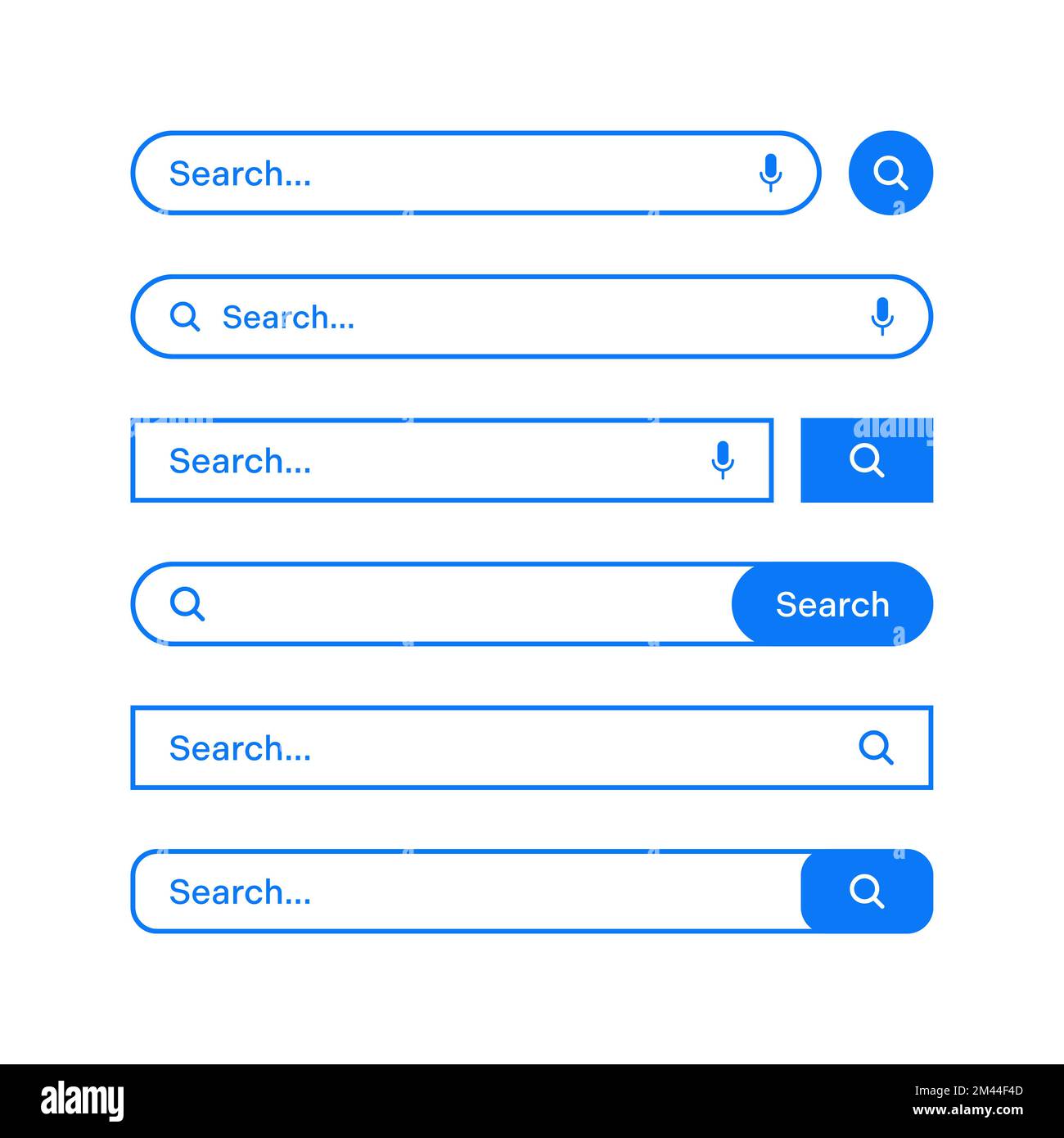 Various search bars with outline border. Internet browser engine with ...