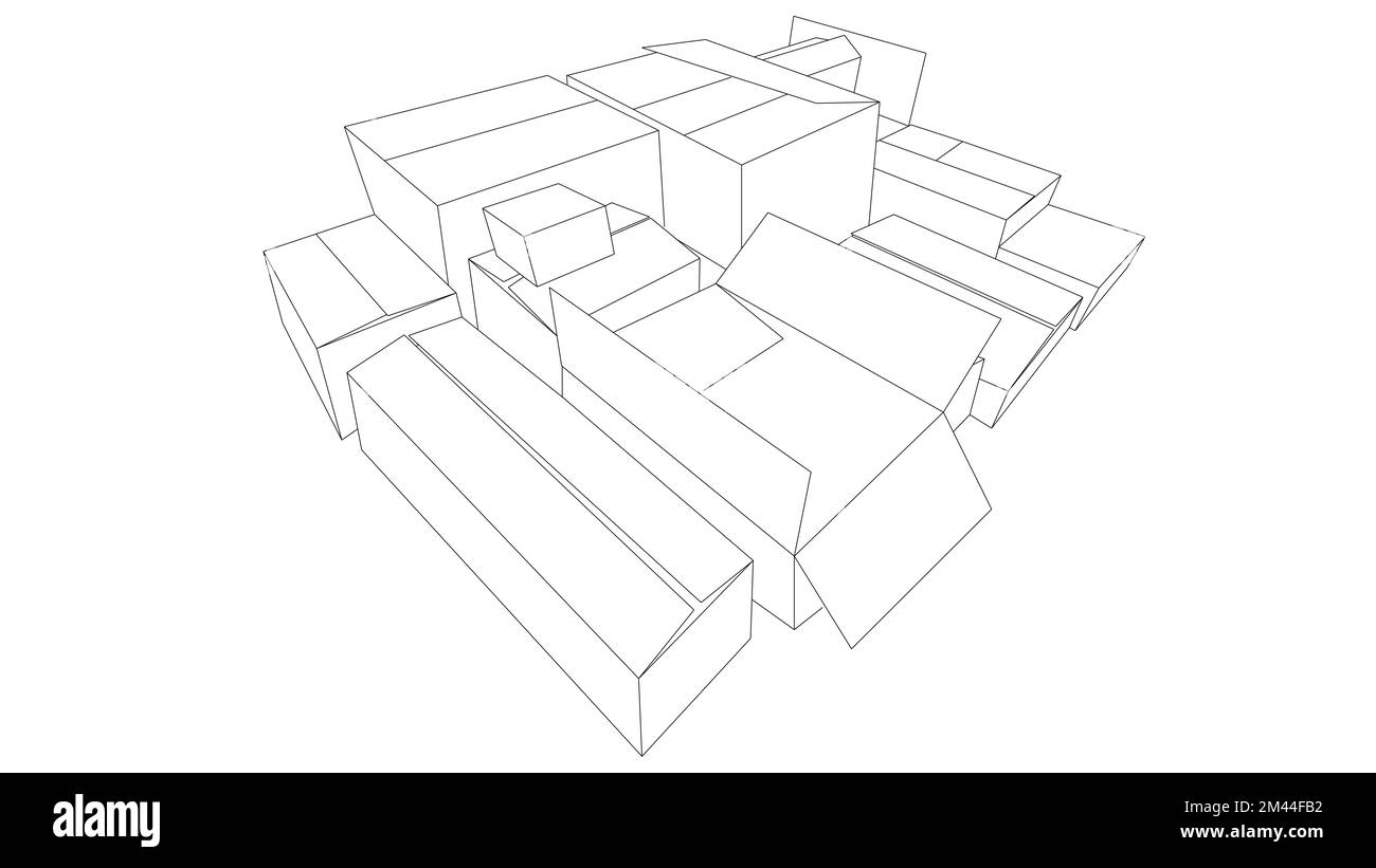 Group of different size parcel boxes Stock Photo - Alamy