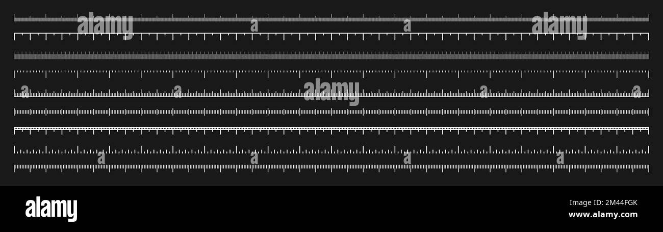 Various measurement scales with divisions. Realistic white scale for ...