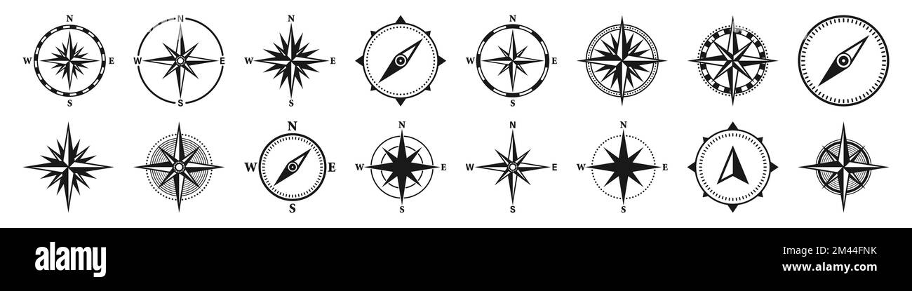 Vintage marine wind rose, nautical chart. Monochrome navigational ...
