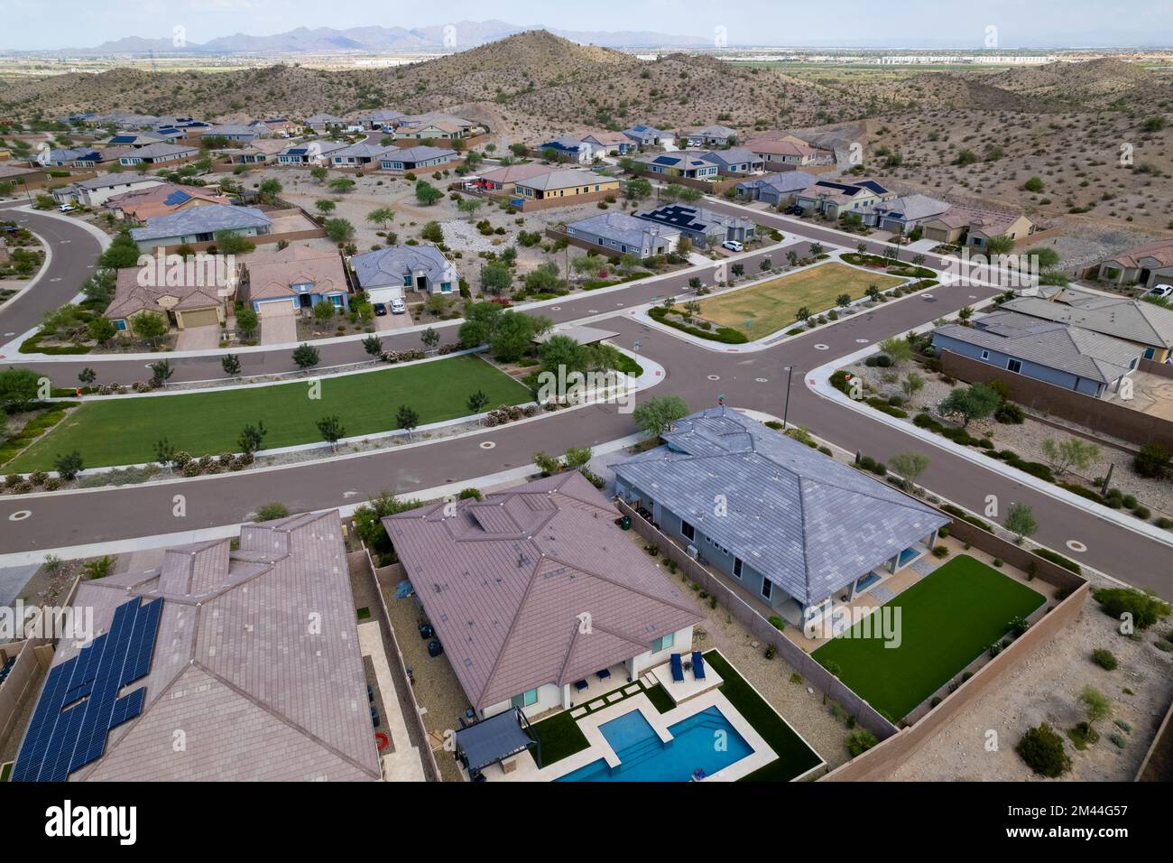 A bird's-eye view of the Estrella Mountain Ranch village Stock Photo ...