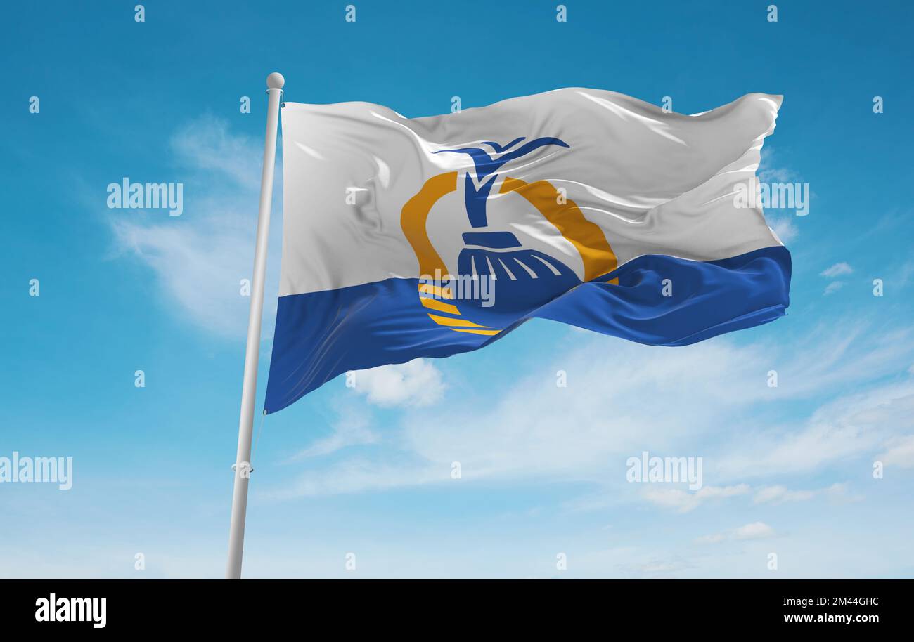 official flag of Orlando, Florida untied states of America at cloudy ...